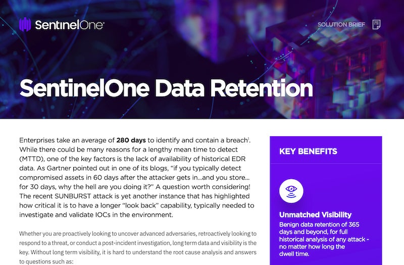 Data Retention Solution Brief | SentinelOne